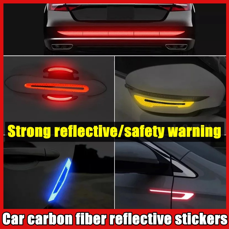 Car carbon fiber reflective stickers carbon fiber warning stickers car ...
