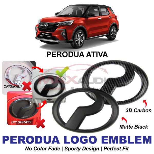 Car Emblem PERODUA ATIVA Logo Lambang Hitam Depan Belakang Sticker ...