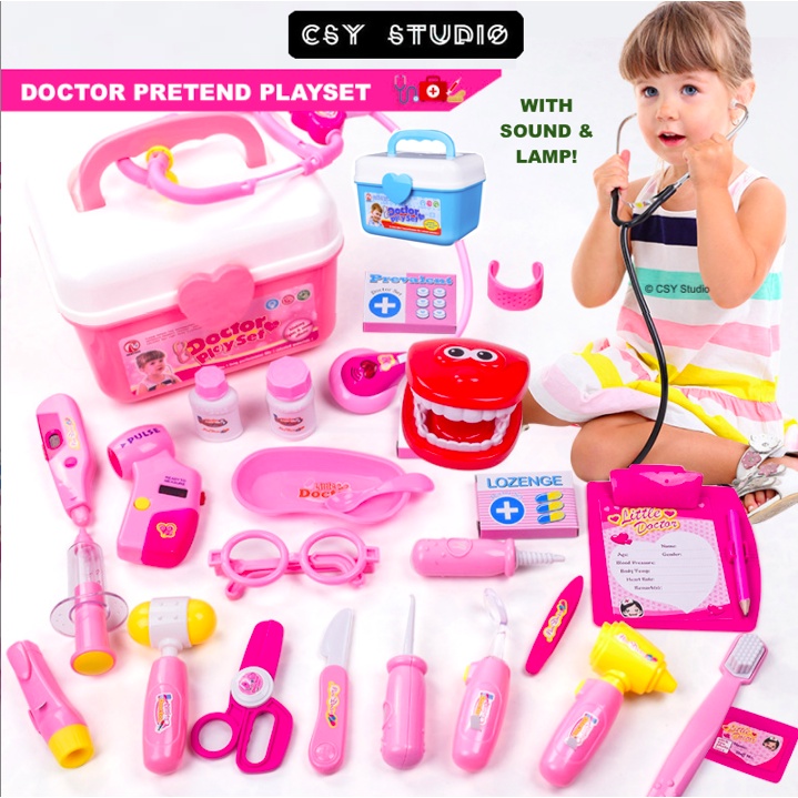 25PCS With Sound Lamp Pretend Doctor Kit Nurse Play Set Portable ...