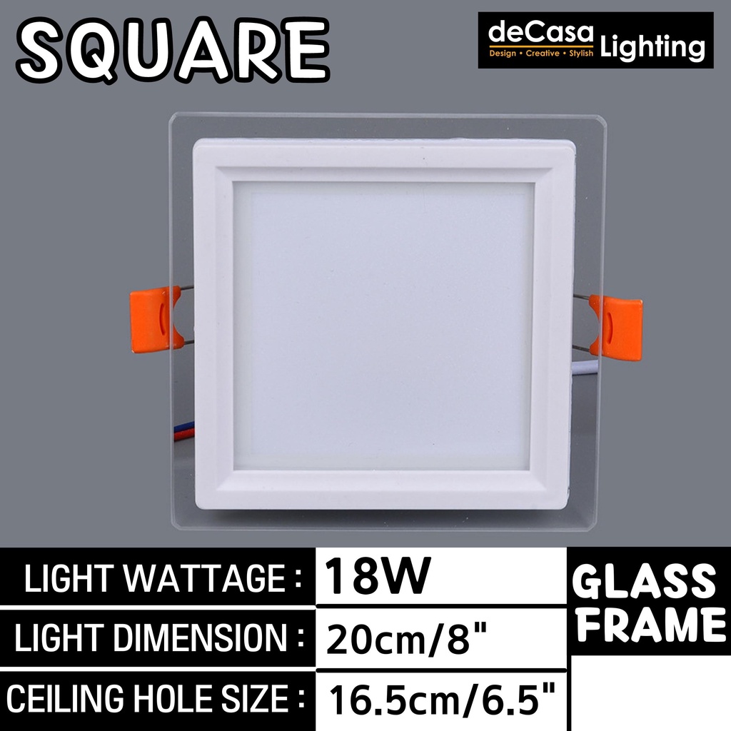 x5Pcs LED DOWNLIGHT 18W 6"Inch Led Panel Downlight Glass Square / Round ...