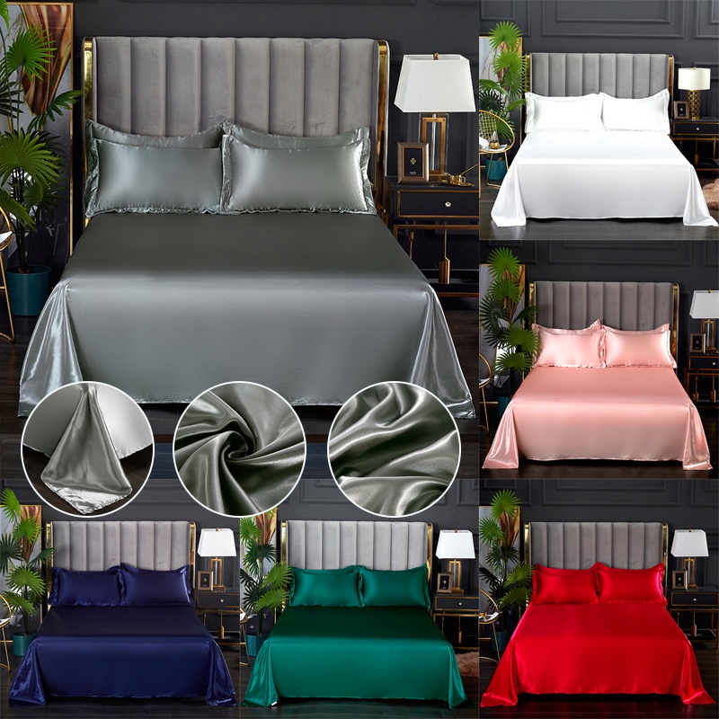 【Ice silk】Cadar Bedding Set Ice Silk Cooling Bedsheet Queen/King Mattress Protector Set Soft ...