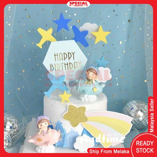 Flying Pilot Boys and Girls and Cloud Star Aircraft Rocket Airplane ...