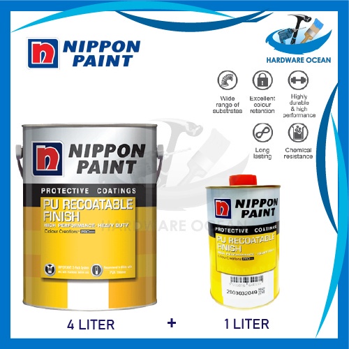 1L Nippon Paint PU Recoatable Finish Epoxy Gloss/Soft Matt High ...