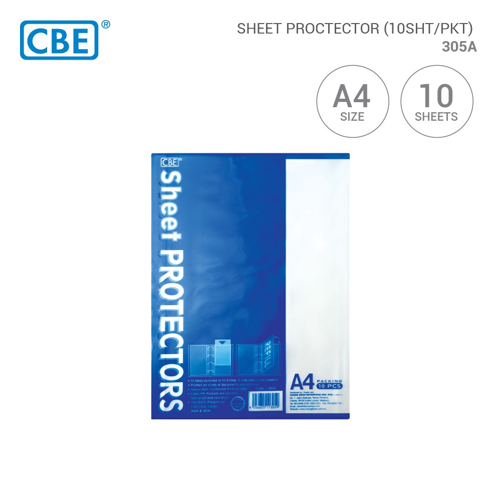 CBE 305A Sheet Protector A4 | 11 Holes | For 2/3/4 Binder Ring File ...