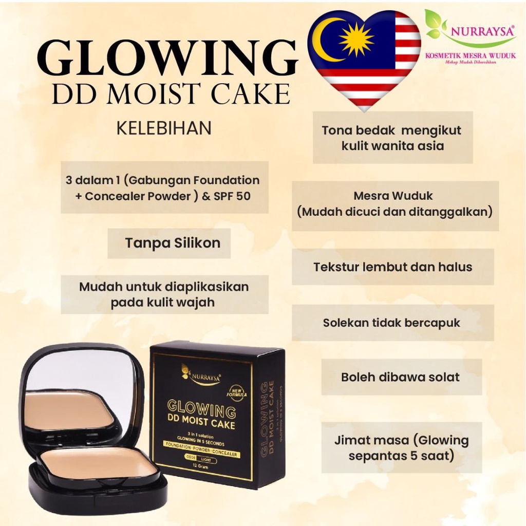 BEDAK MUKA GLOWING DD MOIST CAKE |CONCEALER FOUNDATION LOOSE POWDER | Shopee Malaysia