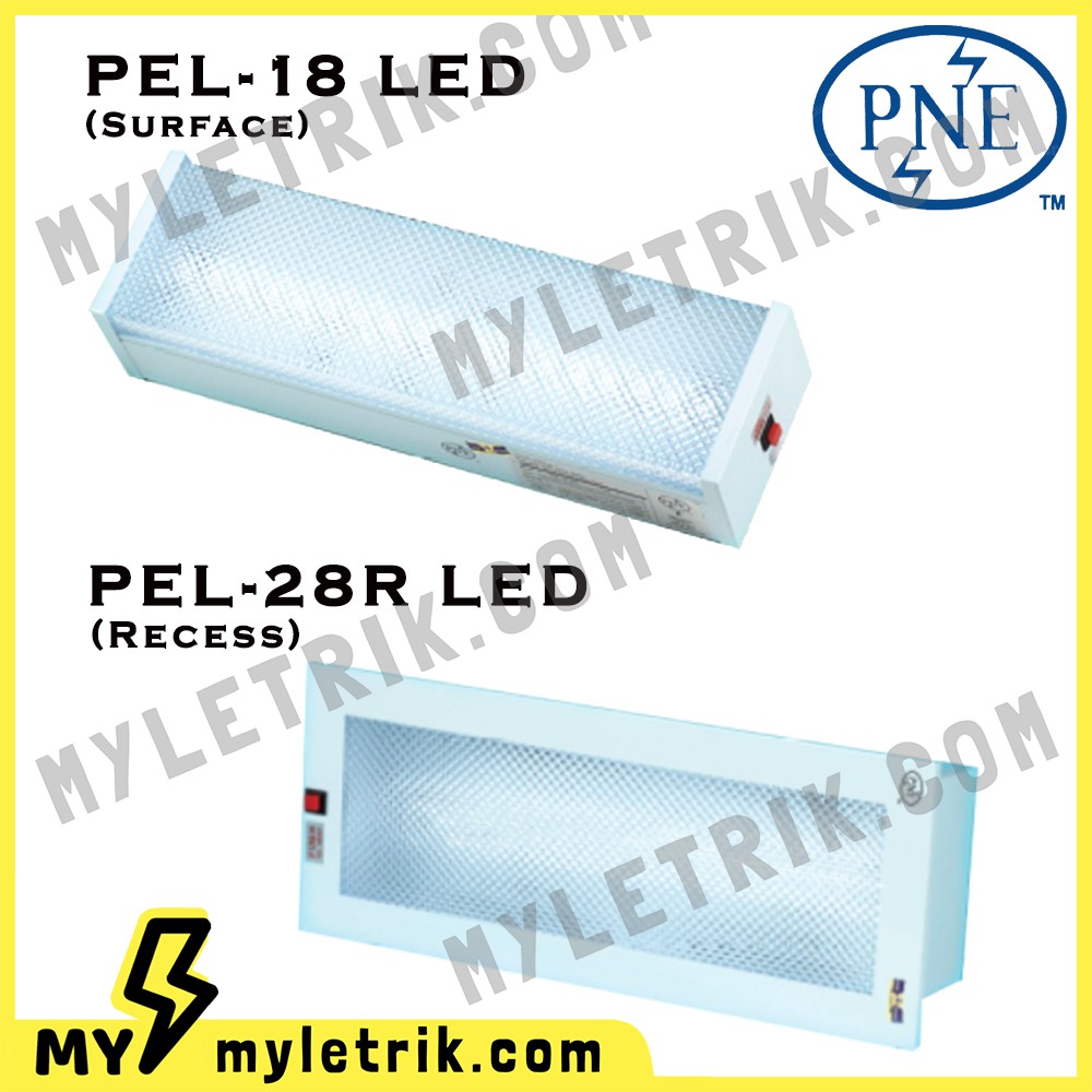 BOMBA Approved PNE PEL-18 / PEL-28R LED Surface / Recess Emergency Light Constant Current Lampu ...