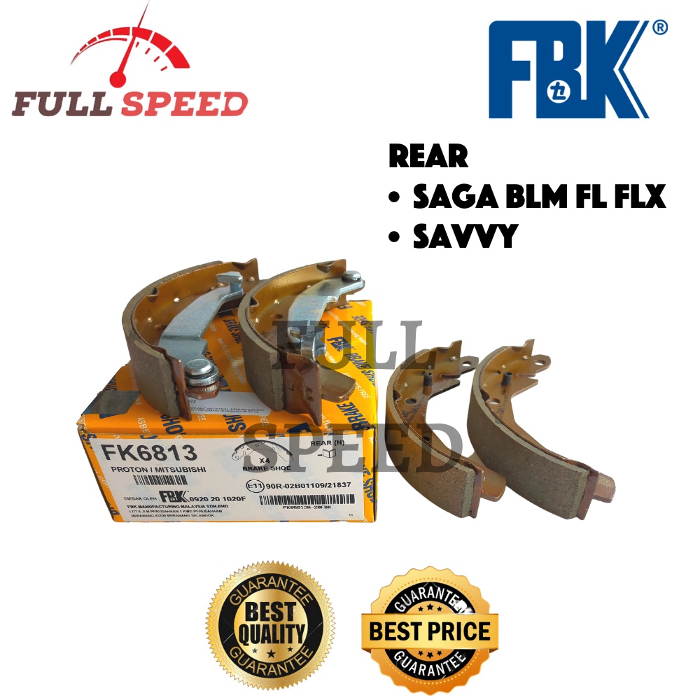 🚨FBK🚨 Saga BLM FL FLX Savvy Rear Brake Drum Shoe FK6813 Lining Proton ...