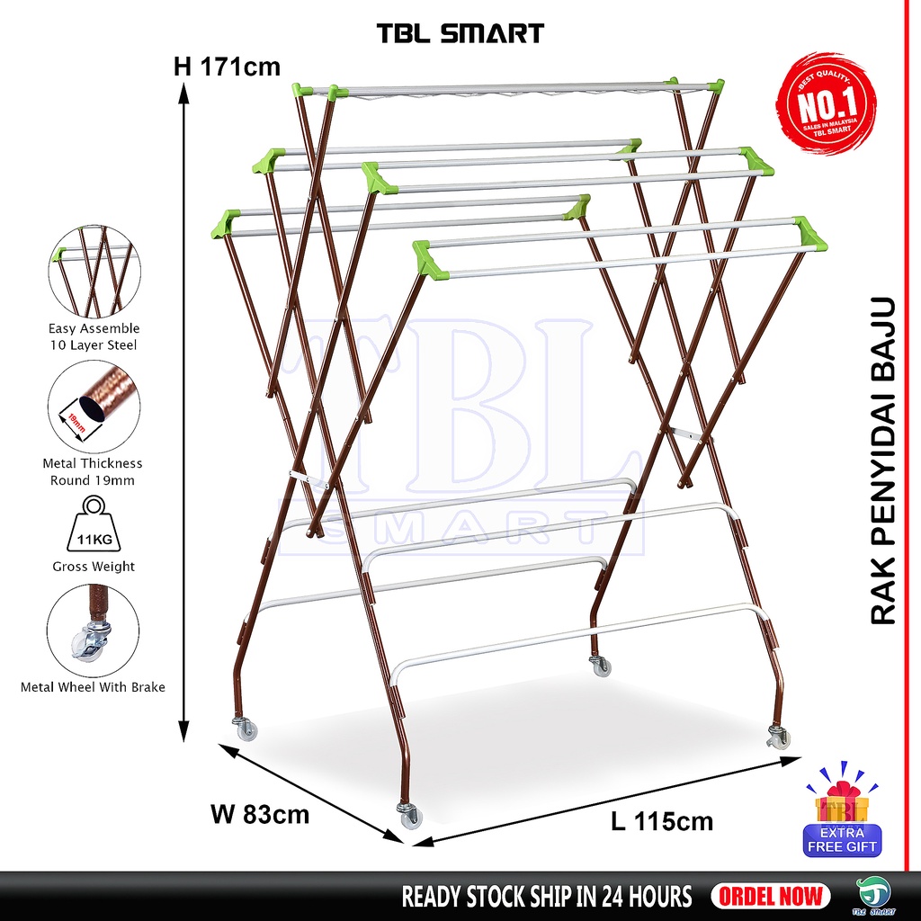 Penyidai Baju TBL H8 - Foldable Cloth Drying Rack / Ampaian Baju ...