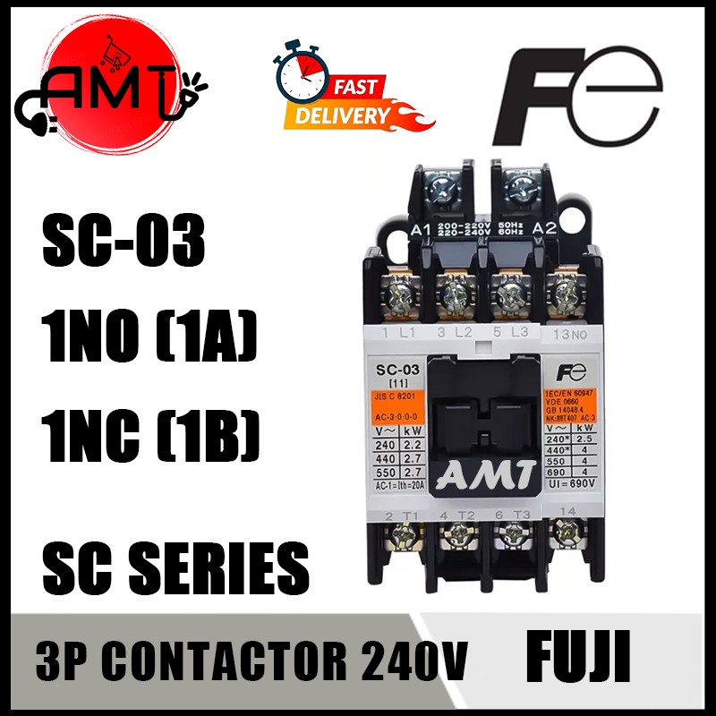 FUJI SC-03 3P CONTACTOR 240V 4KW 5.5HP 9A | Shopee Malaysia