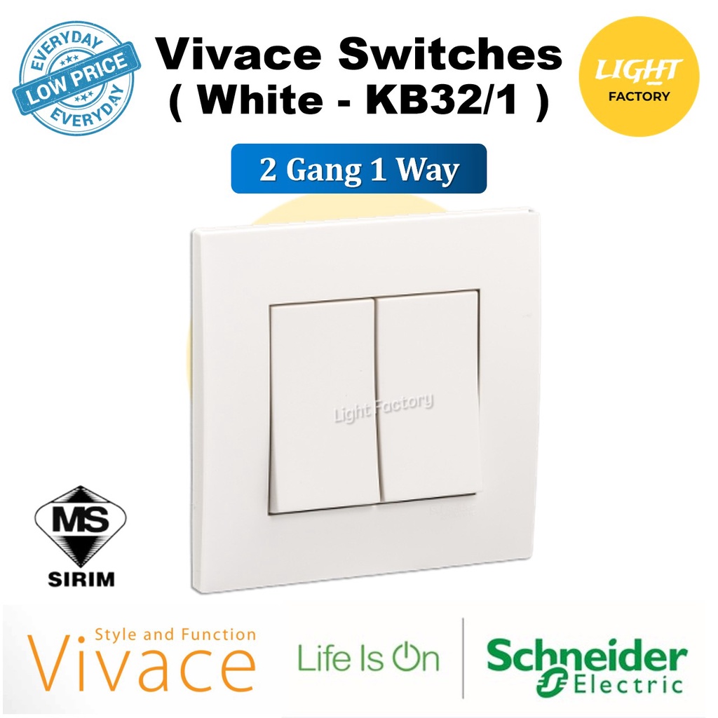 🔥SIRIM APPROVED🔥 Schneider Vivace Switches White KB15 KB31/1 KB32/1 ...