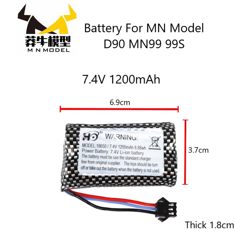 Original Battery For MN Model D90 MN99 MN99S Defender 7.4V 1200mAh Li ...