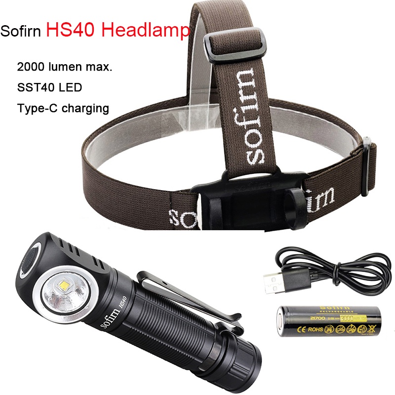 Sofirn HS40 Head Super Bright 2000lm Type-C Rechargeable Waterproof ...