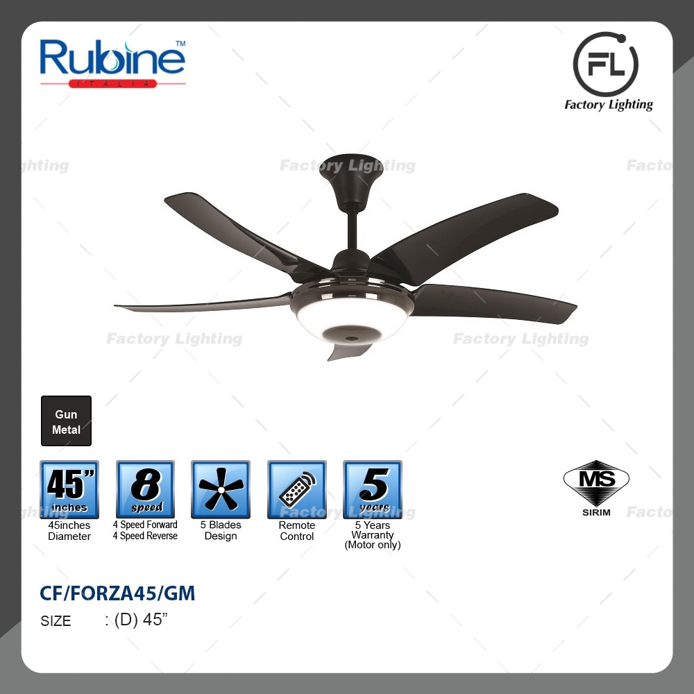 RUBINE FORZA 56/45" GUNMETAL TRI-COLOUR LED CEILING FAN | Shopee Malaysia