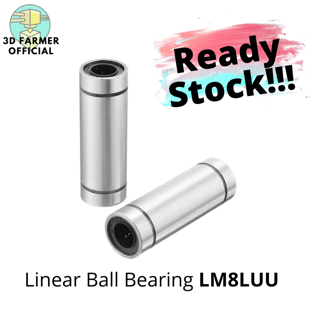 LM8LUU Extra Long Linear Motion Ball Bearings/8mm IN, 15mm OD, Length 45mm/3D Printer – [3D ...