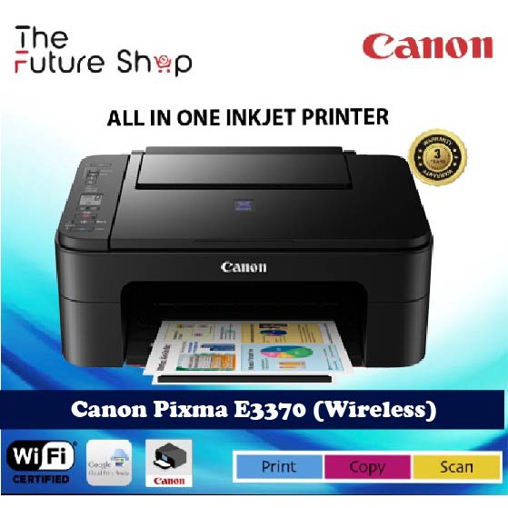 Canon PIXMA E3370 All-In-One Inkjet Printer with Wifi - Ink PG-47+CL-57 ...
