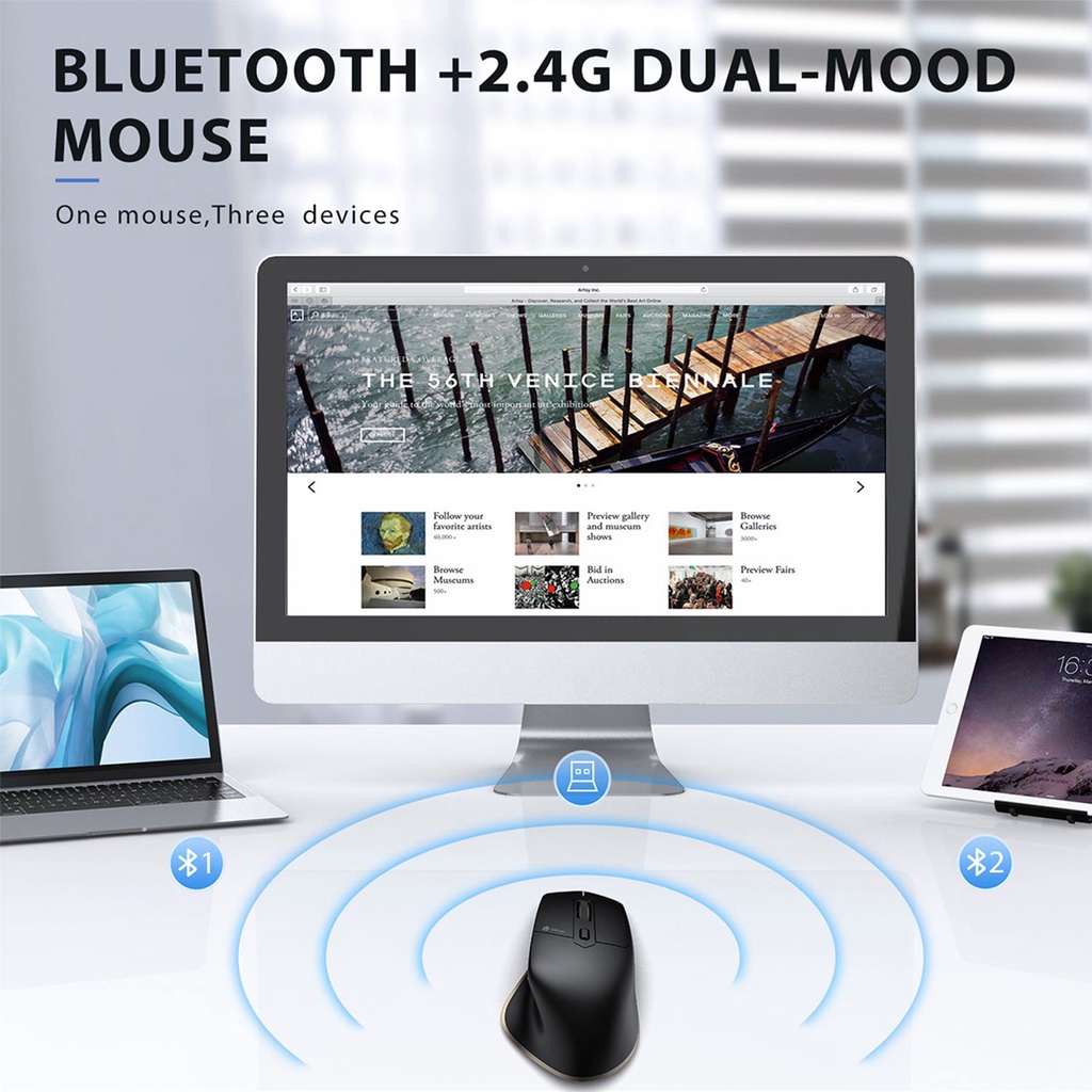iClever MD172 Type C Rechargeable Wireless Mouse, Dual Mode, Bluetooth ...