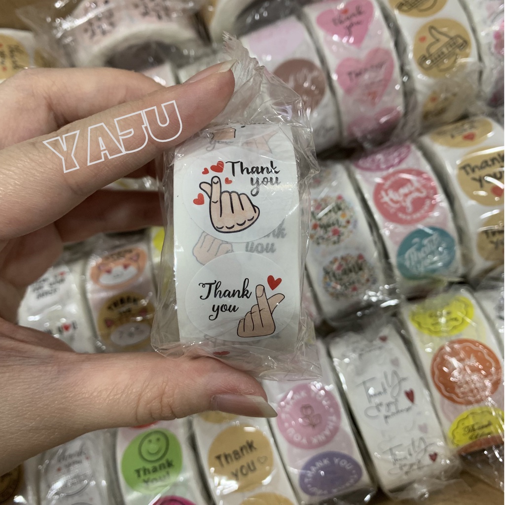 【YAJU!】Thank You & Handmake Sticker 25MM Label Seal Love Terima Kasih ...
