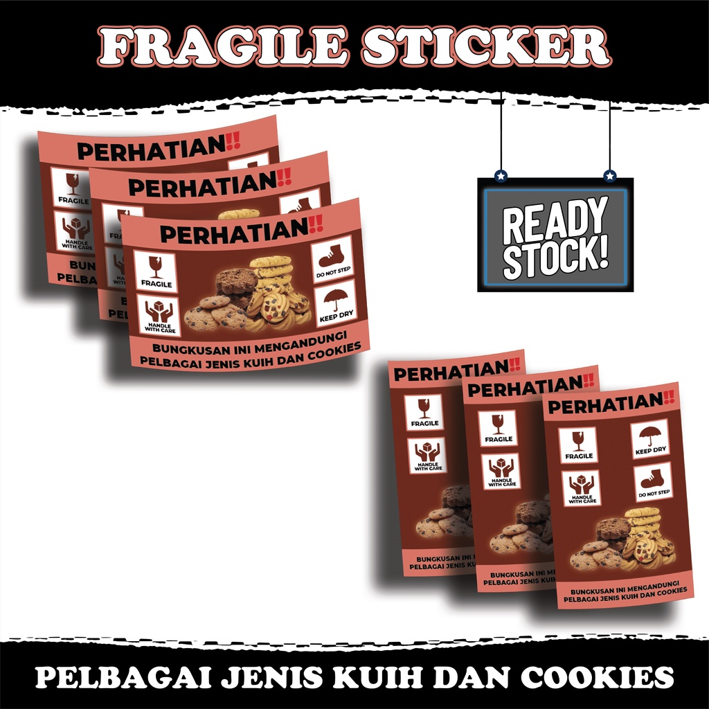 1pcs | BUY 10 FREE 2 | Ready Stock| Fragile Sticker pelbagai jenis Kuih ...