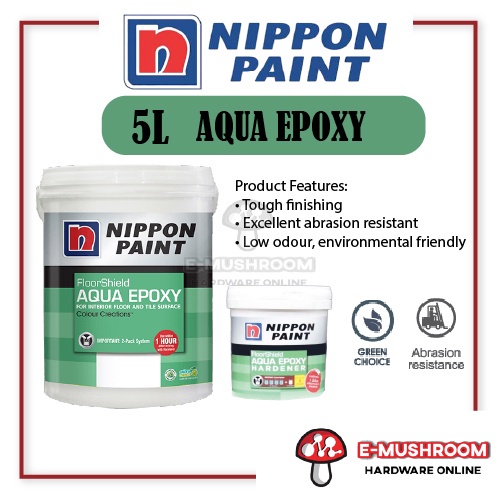 5L Nippon Paint Aqua Epoxy Water Based Cat Lantai / Aqua Epoxy Primer ...