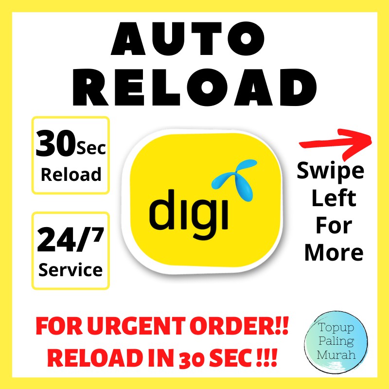 Automatic DIGITAL RELOAD PREPAID AUTO TOPUP RM5 RM10 RM15 RM20 RM25 ...