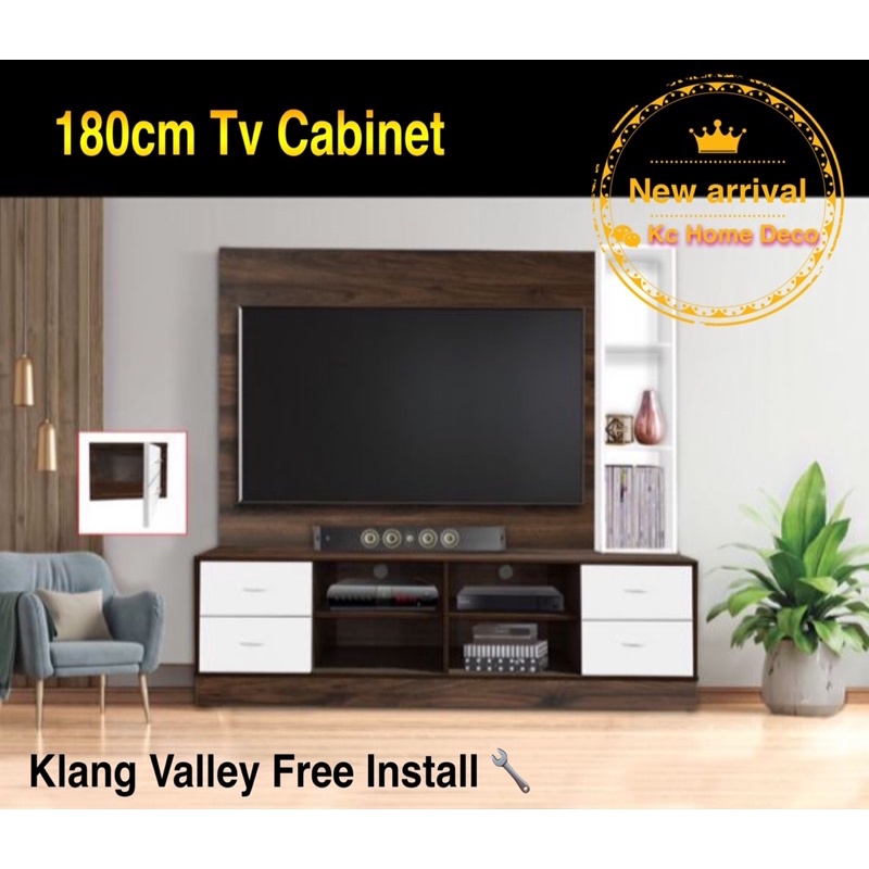 180cm Tv Cabinet with BackBoard & Rack | Shopee Malaysia