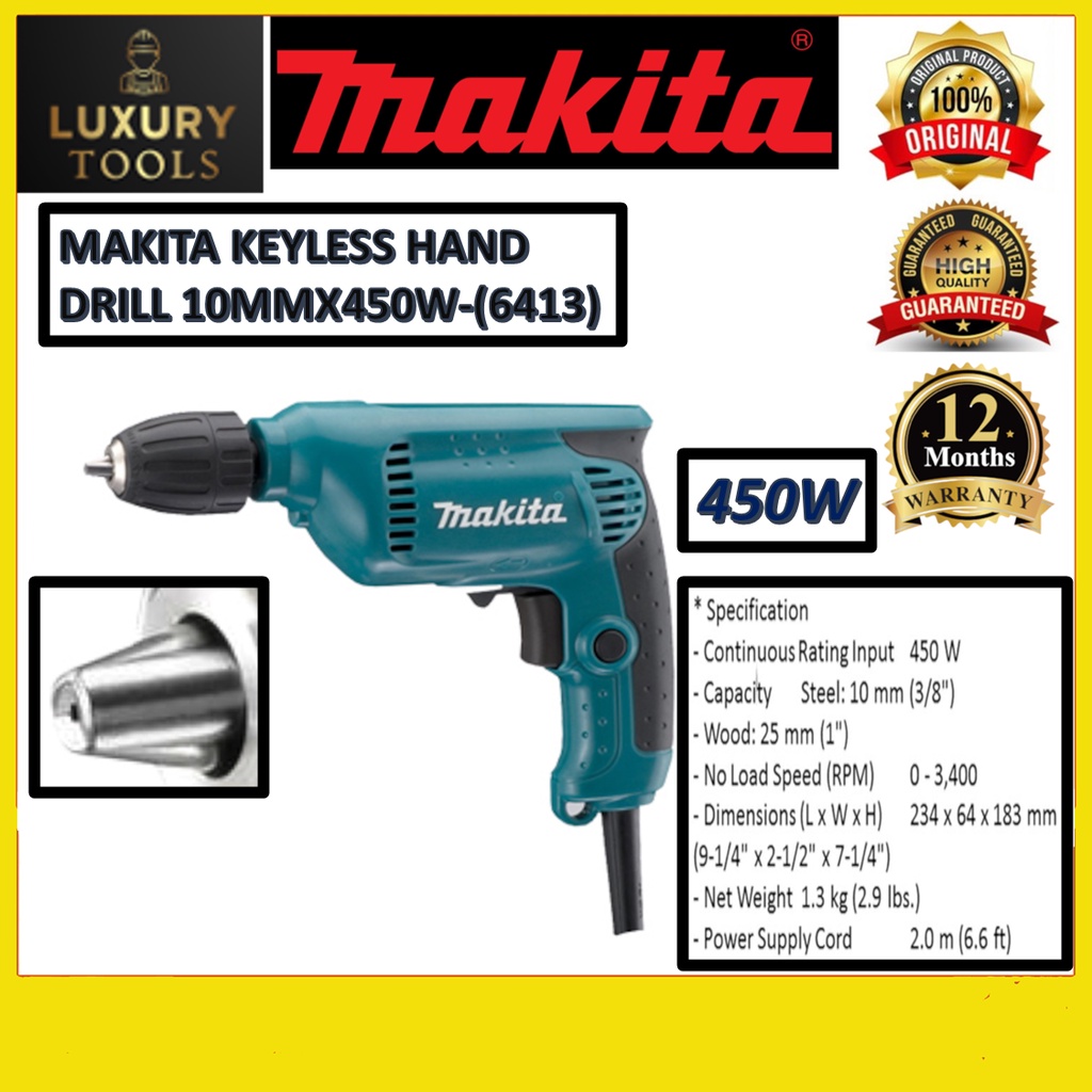 (100%)ORIGINAL MAKITA 6413 KEYLESS HAND DRILL 10MM X 450W | Shopee Malaysia