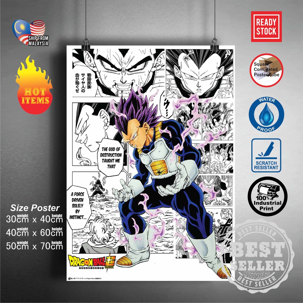 【READY STOCK】Dragon Ball Poster Super Sanyan Goku Vegeta Gohan Frieza ...