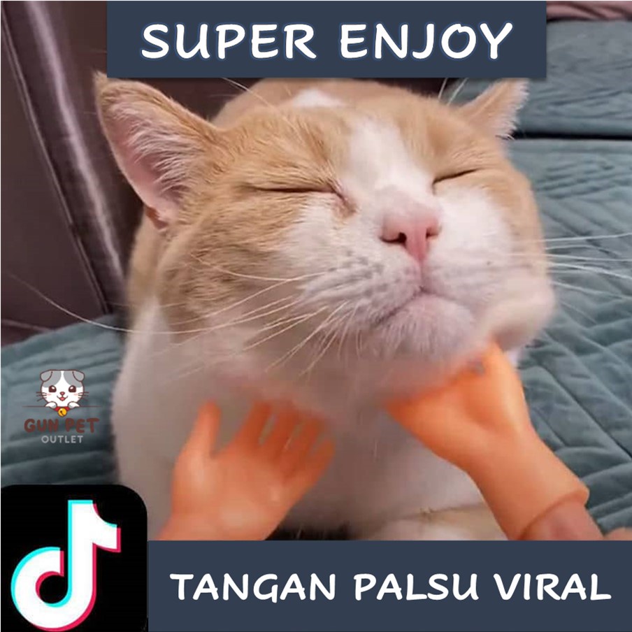 GUN PET Tiny Puppet Hand Finger Tangan kecil Viral Tangan Palsu Cat Toy ...