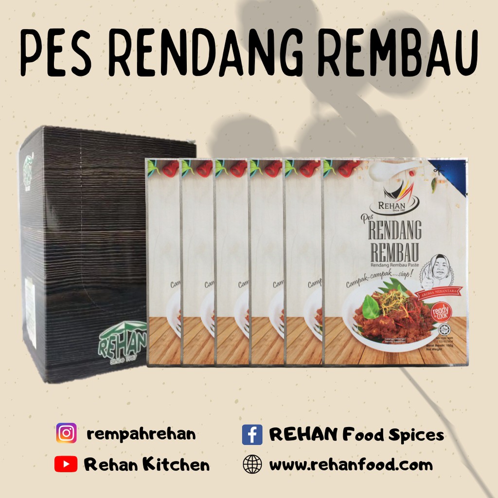 REHAN Pes Rendang Rembau REHAN (150g x 6 packs) Pes Masakan Cepat dan ...
