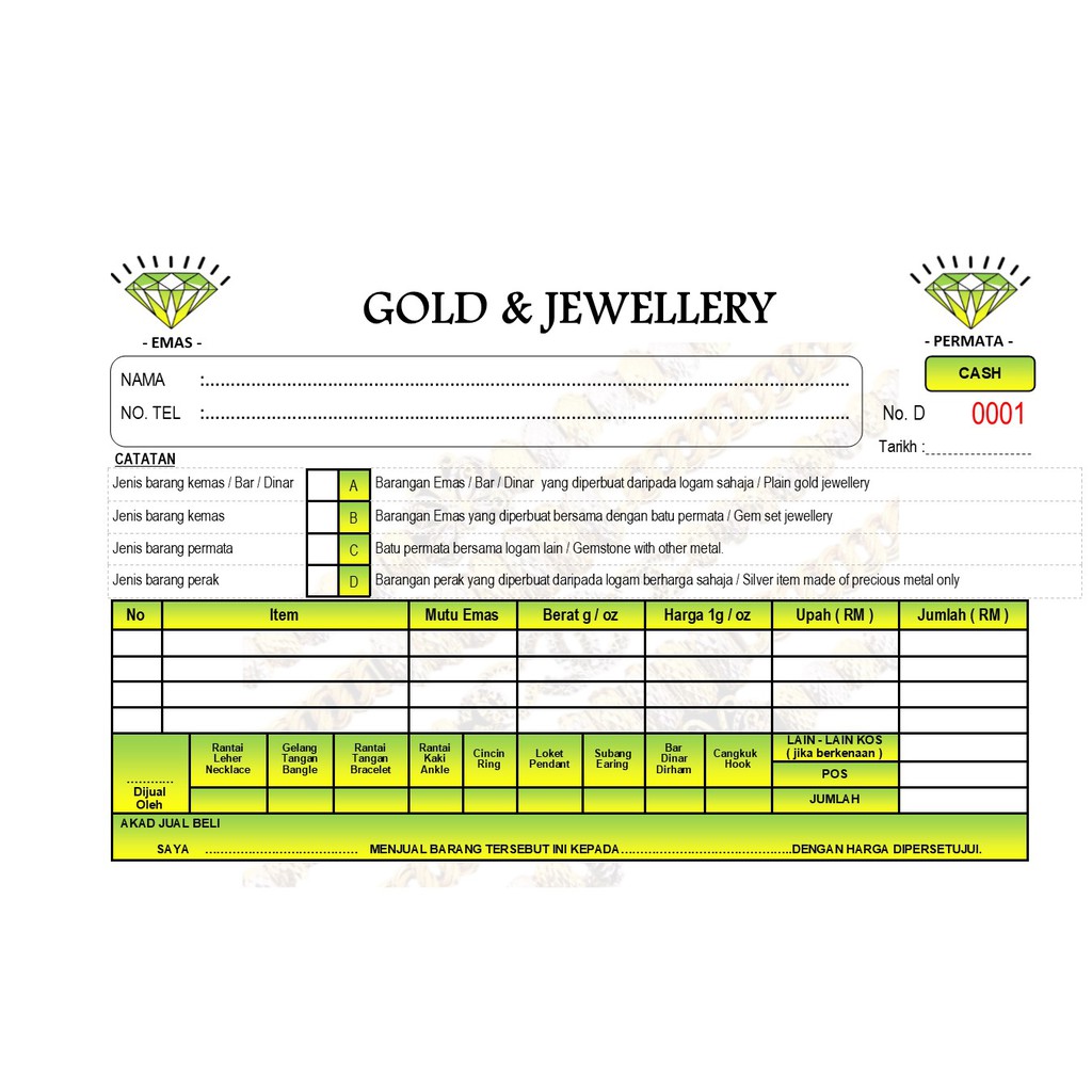 BUKU RESIT EMAS boleh letak nama syarikat dan logo warna/EMAS/RESIT ...