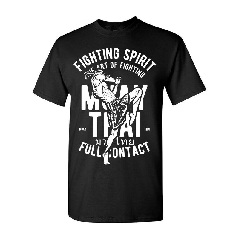 Muay Thai Fighting Spirit Tshirt Mixed Martial Arts Mma Training Gym ...