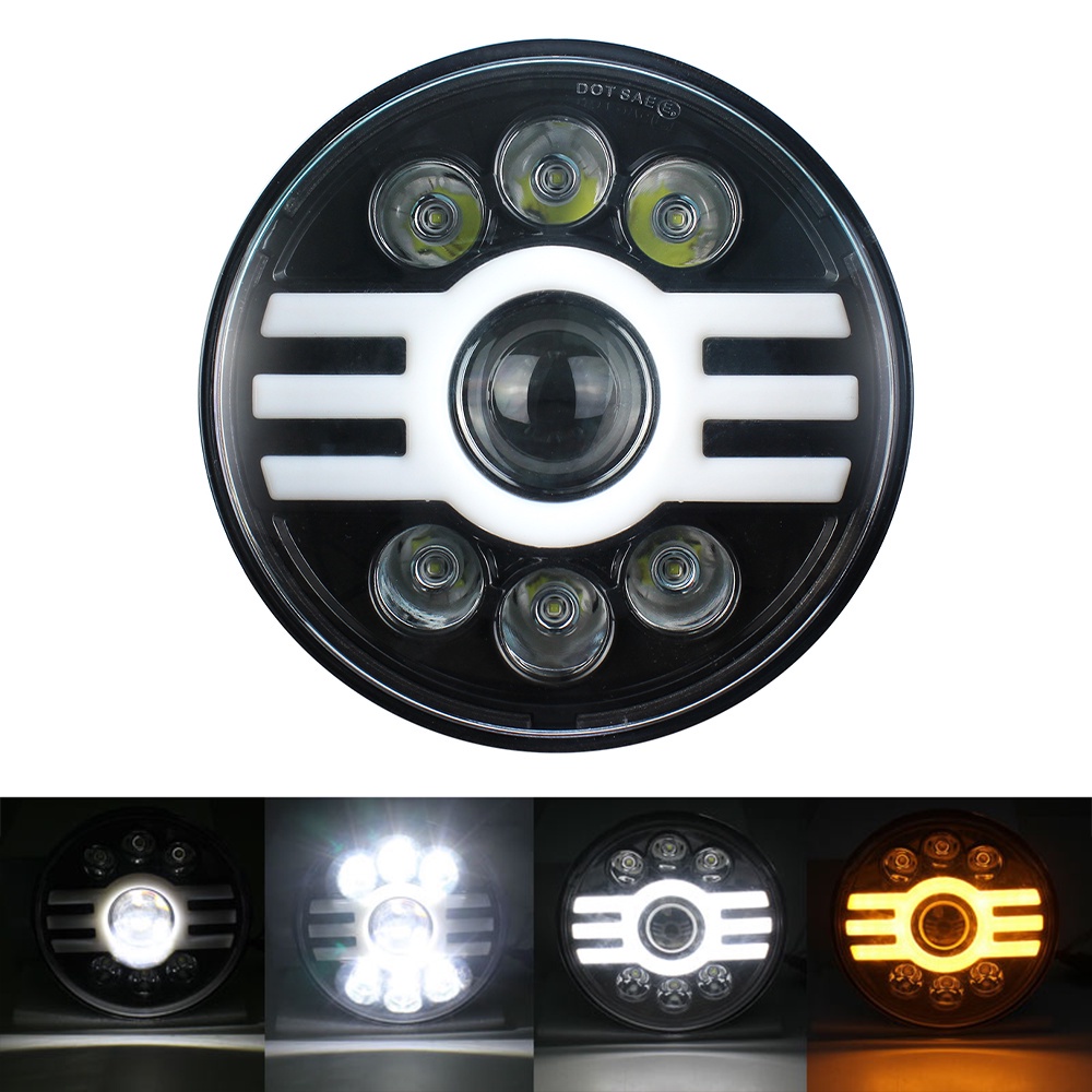 7” Round LED Projection Headlight For Harley Touring Rod FatBoy ...