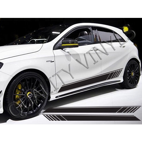 1Set/2pcs Mercedes AMG A45 Yellow Night Edition Side Racing Stripes ...