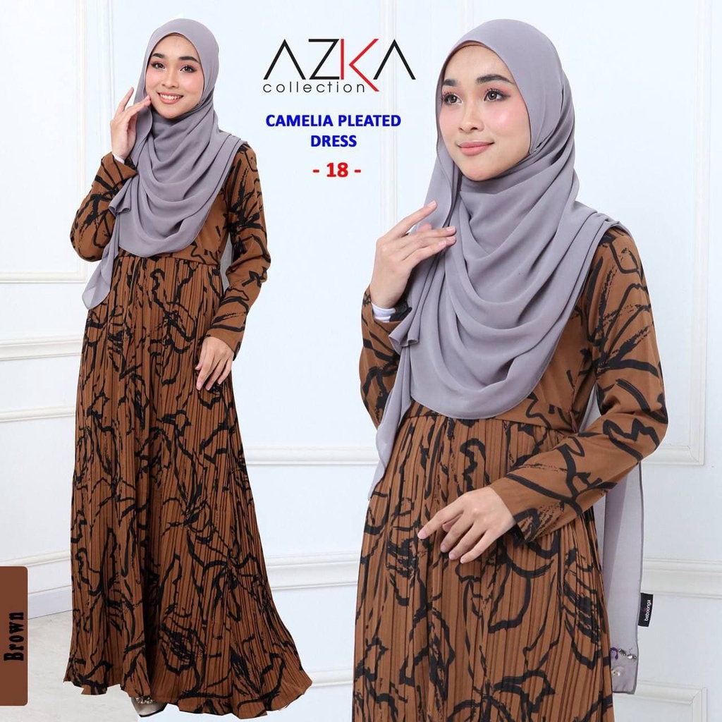 CAMELIA PLEATED DRESS by AZKA COLLECTIONS jubah dress printed nursing ...