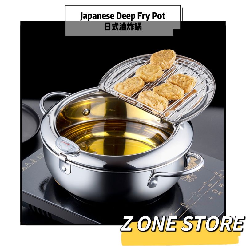 🦁Ready Stock🦁 Japanese Deep Frying Pot Tempura Fryer Pan Temperature ...