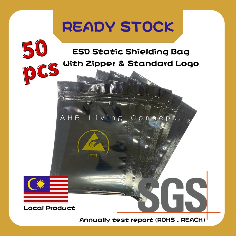 ESD Static Shielding Bag With Zipper & Standard Logo (50pcs) | Shopee ...