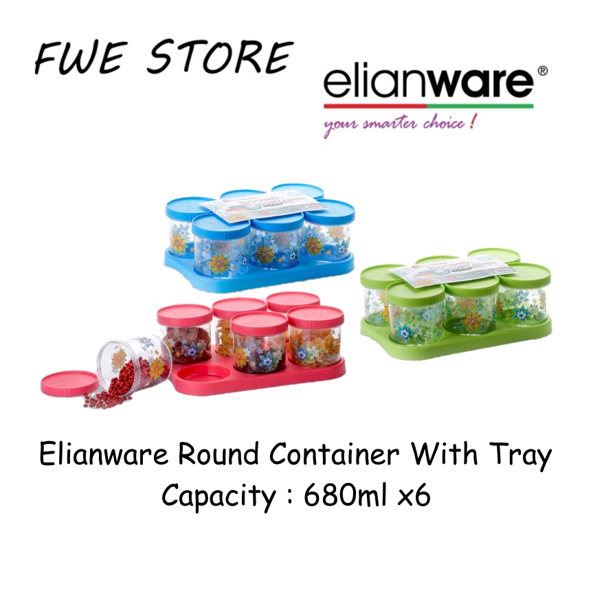 Elianware Round Container With Tray / Airtight Container / Kuih Raya ...