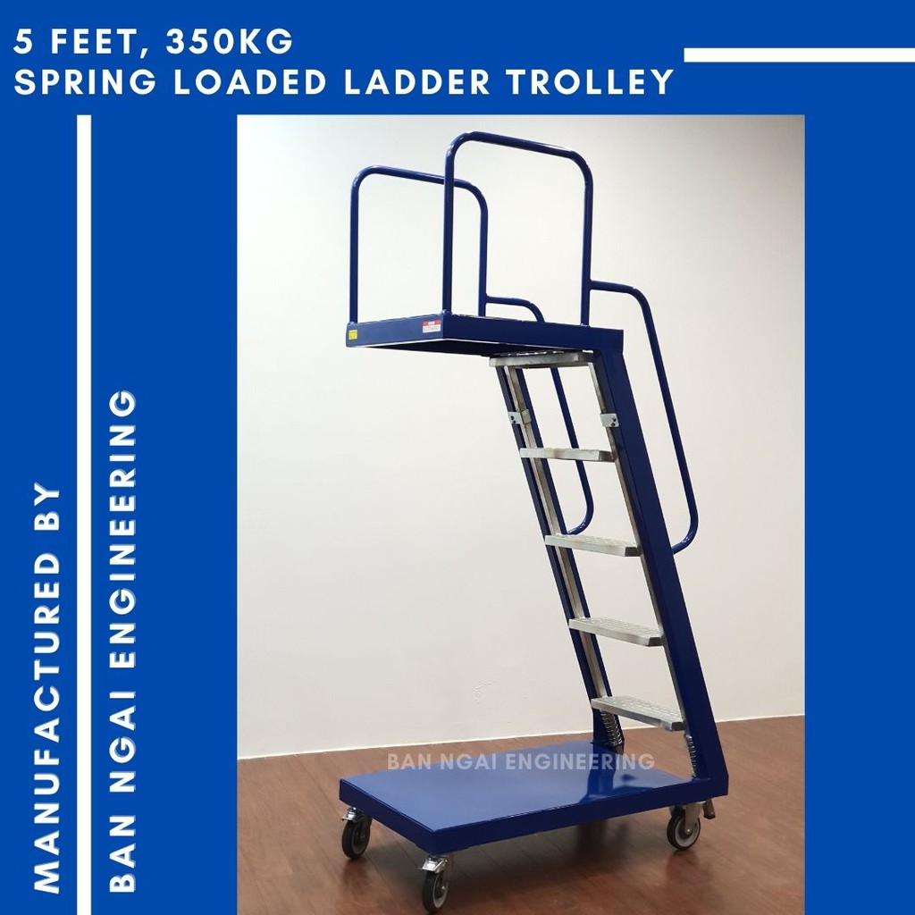 SUMO 5 Feet Fully Welded Spring Loaded 2 in 1 Platform Ladder Trolley ...