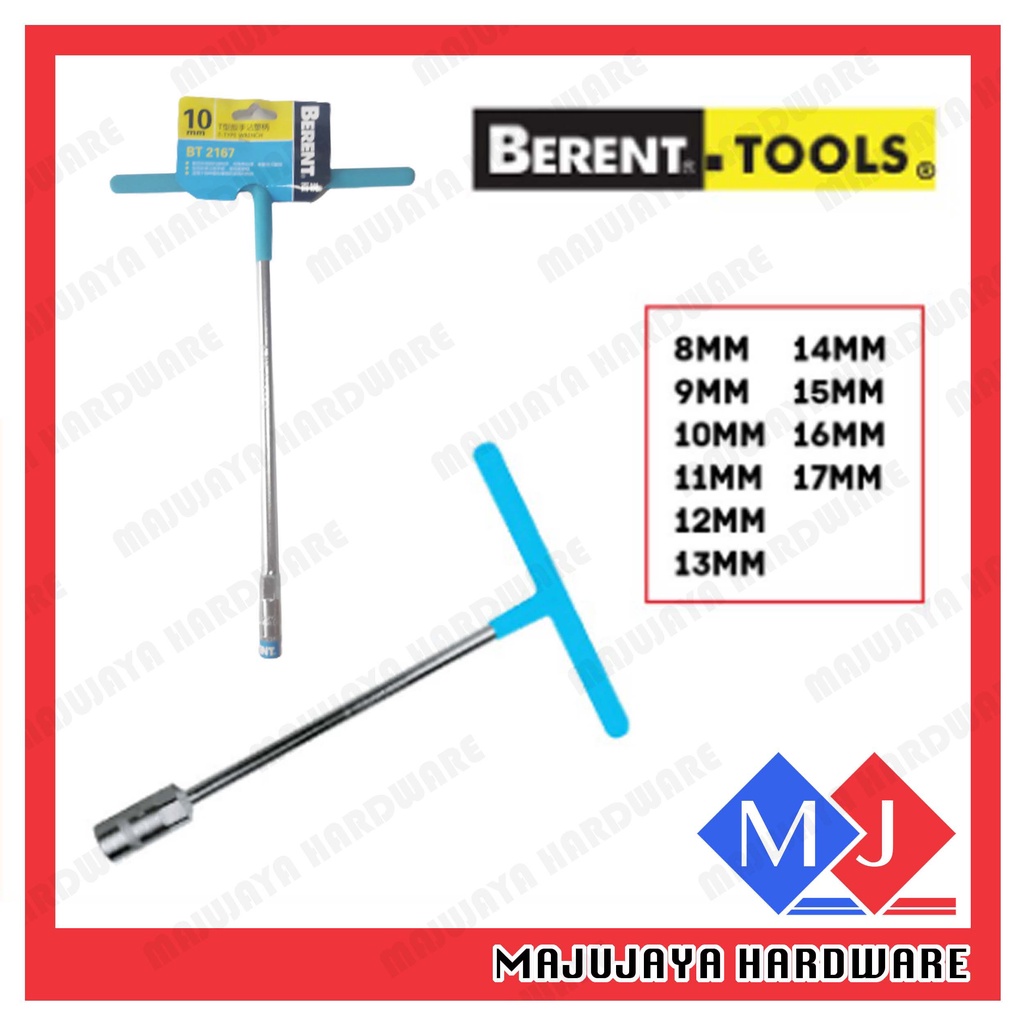 BERENT 10mm 12mm T-Type Wrench With Rubber Handle T Type Spanner Wrench Hand Tools T Socket ...