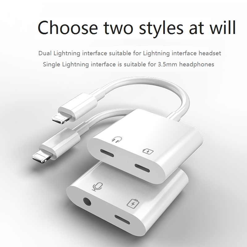 2 dalam 1 Dual Jack Aux Audio Cable untuk iPhone dari lightning ke 3 ...