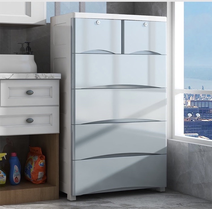 Big Plastic Cabinet Pastel Macaron 5 Decker Drawers Gradient Candy ...