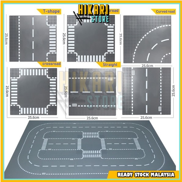 City Road Street Baseplate Compatible Legoe Block Straight Crossroad ...