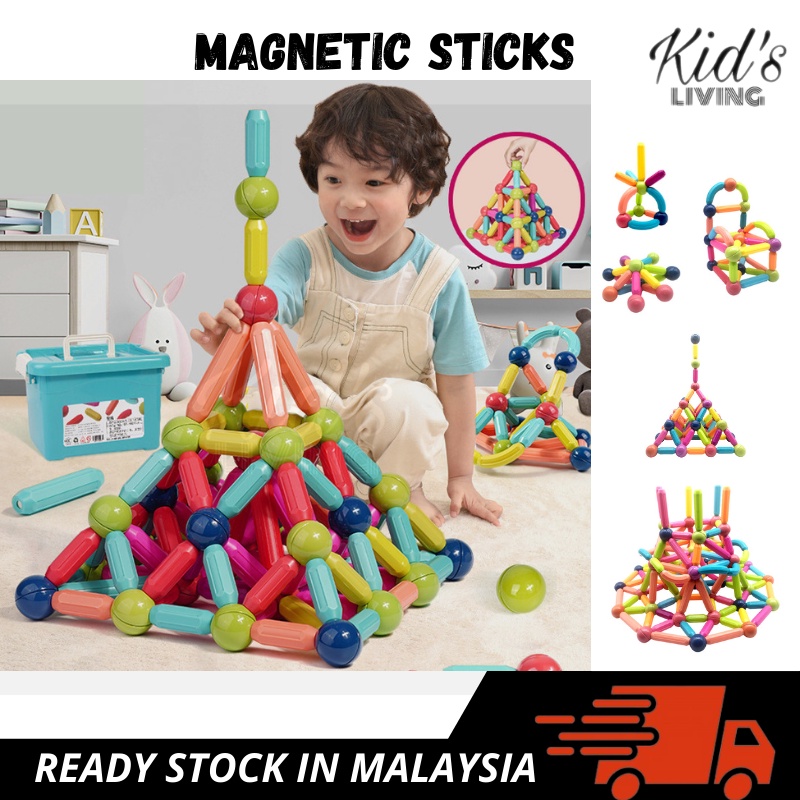 25/36/64 Kids Magnetic Stick Balls Building Blocks Toys for Kids ...