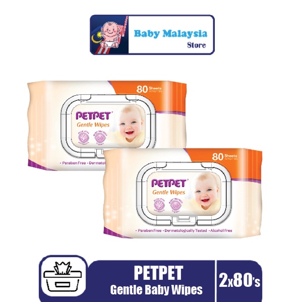 PETPET Gentle Baby Wipes 80's x 2 (TWIN PACK) | Shopee Malaysia