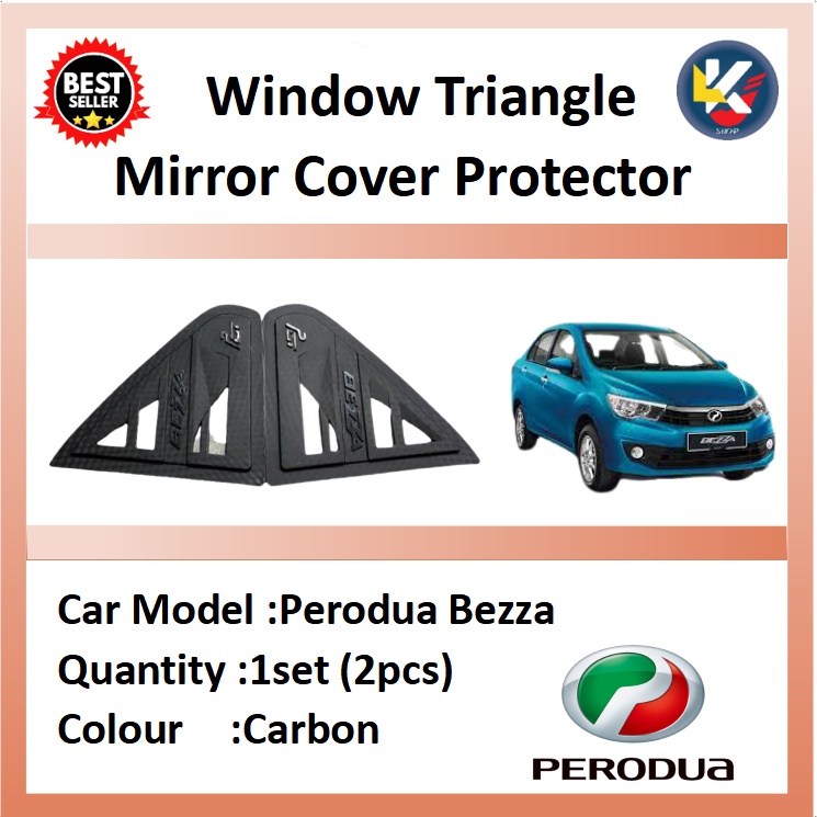 Perodua Bezza Shark Sporty Louver Triangle Window Cover Carbon Mirror ...