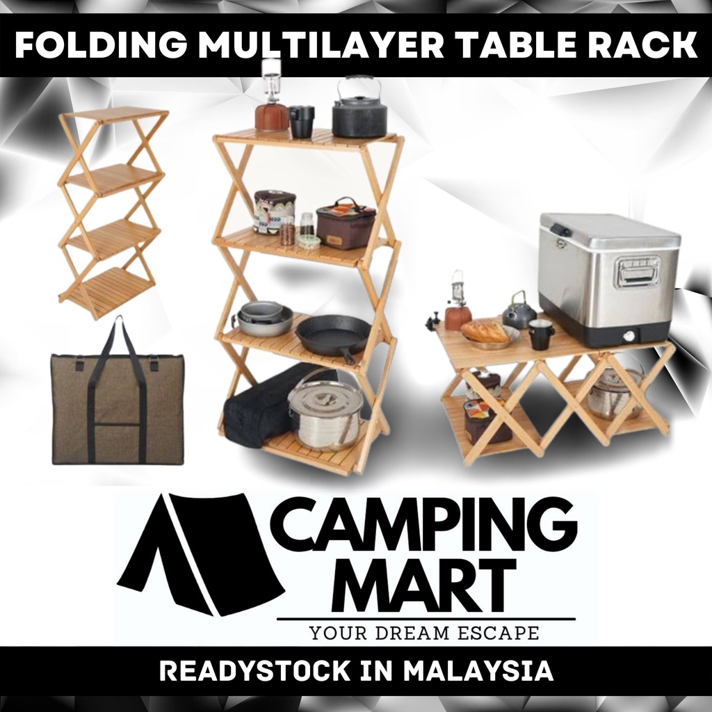 Folding Multilayer Table Rack 4 layer Camping Folding Furniture Outdoor ...