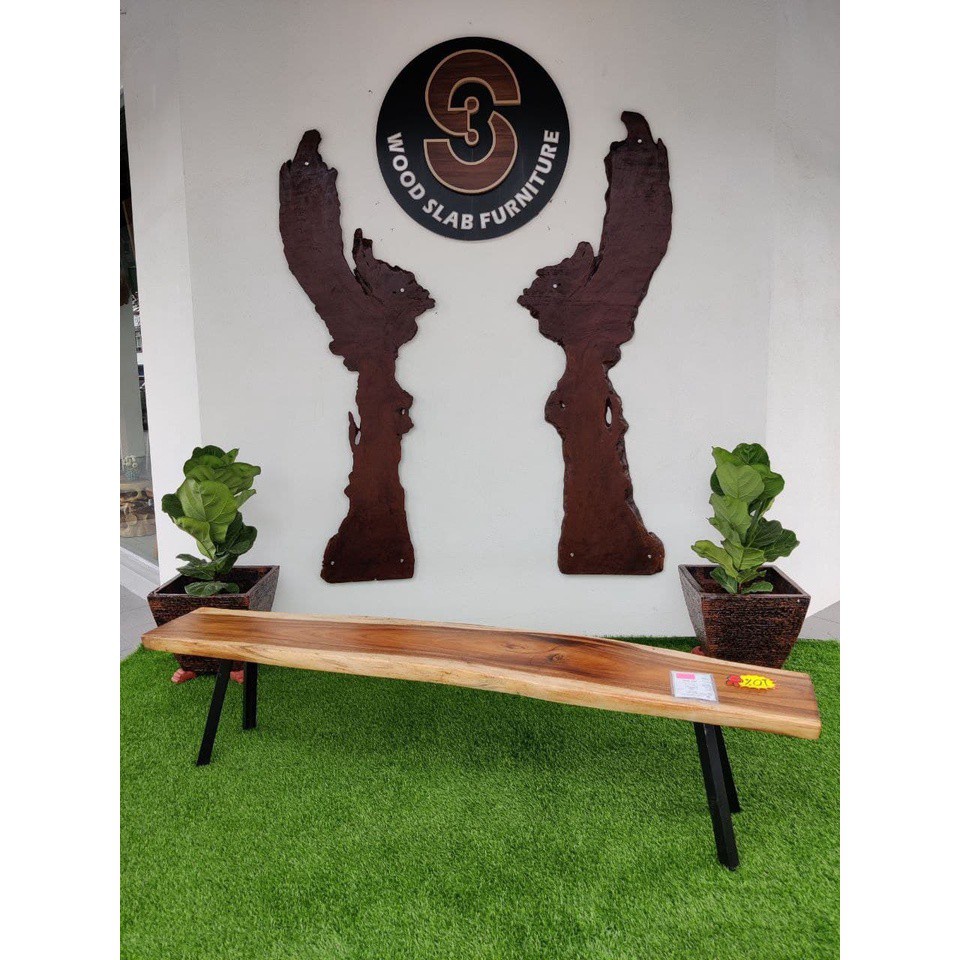 Solid Wood Bench - Rain Tree Bench | Shopee Malaysia