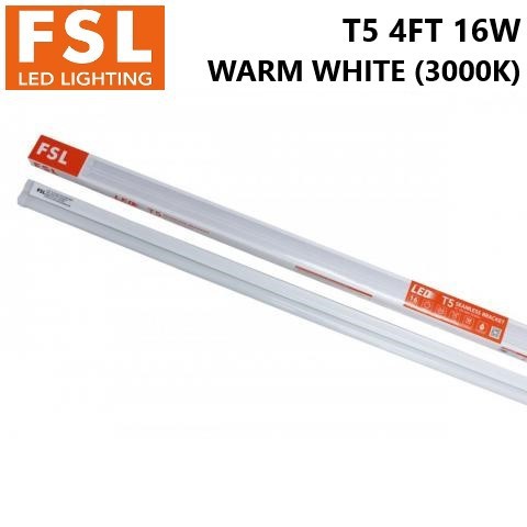 5PCS FSL T5 4FT 16W LED TUBE SET C/W BRACKET (WARM WHITE / 3000K) | Shopee Malaysia