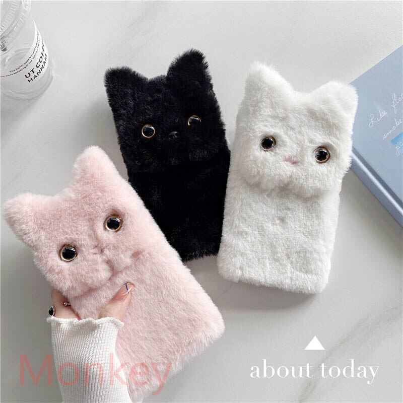 iphone 12 Case Fur Plush 3D Cat Ears Phonecase For iPhone 13 Pro Max 11 ...