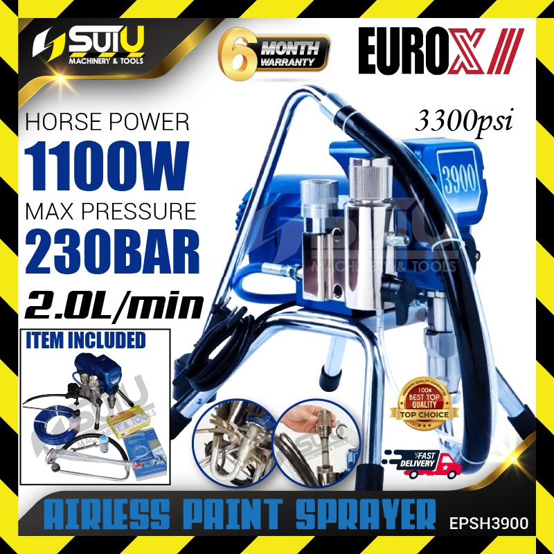 【100% ORIGINAL】EUROX EPSH3900 6.5HP Airless Paint Sprayer 1100W 230Bar | Shopee Malaysia